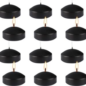 Black 3-Inch Floating Candles - Set of 12 Long-Lasting, Waterproof, Wind-Resistant, Perfect for Halloween Decorations, Outdoor Pools & Parties, Holiday Decorations