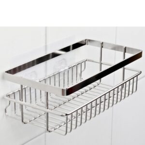 adhesive shower caddy compact shelf organizer holder bathroom kitchen self adhesive compact storage for inside shower rack no drilling multipurpose wall mounted stainless steel basket rustproof