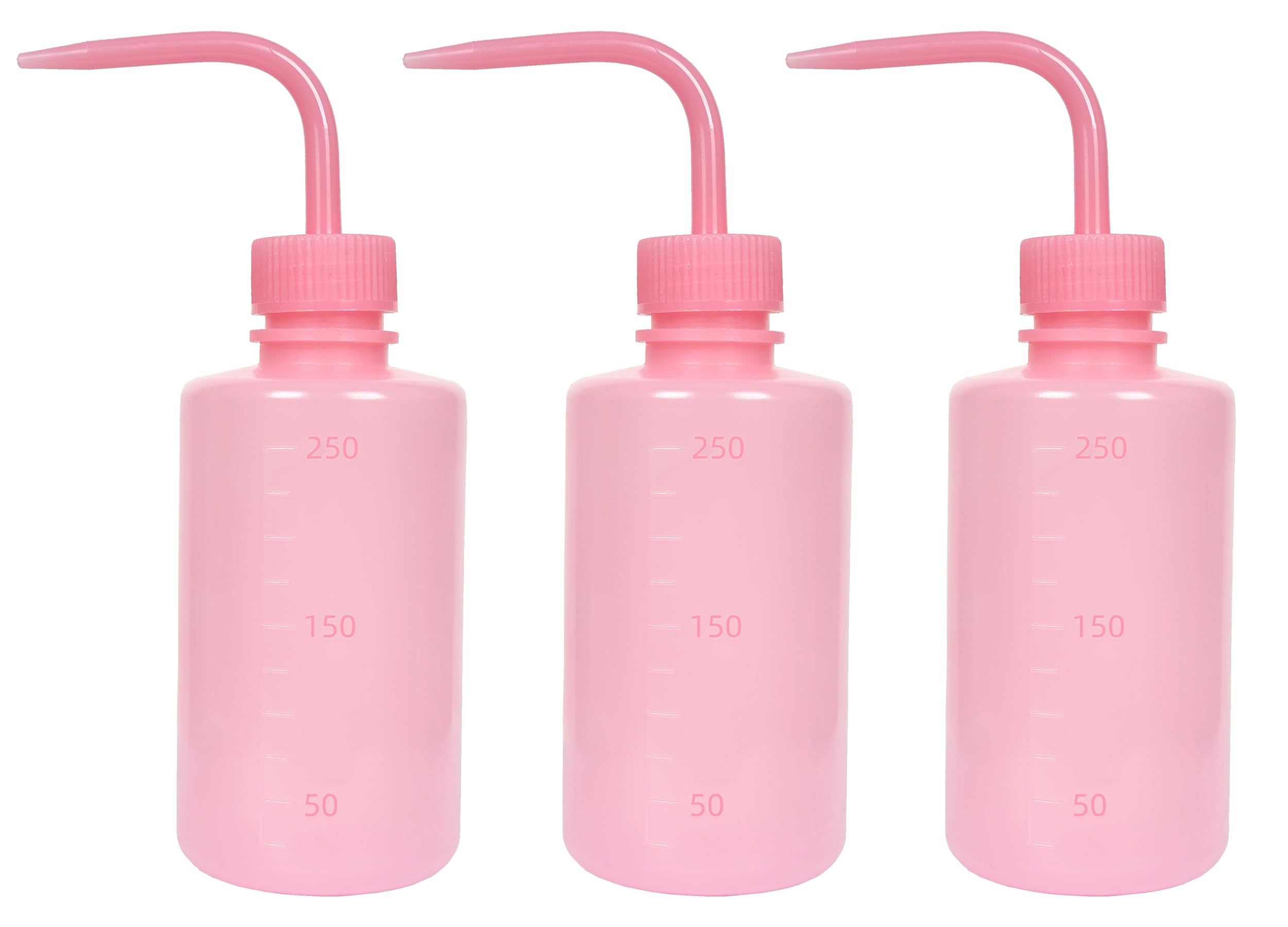 KIGITIK 3 Pcs Tattoo Wash Bottle, Wash Bottles, Narrow Mouth Squeeze Bottle, Safety Rinse Bottle Watering Tools, for Lab, Tattoo, hair, pet, Plant Irrigation Bottle (Pink, 250ml)