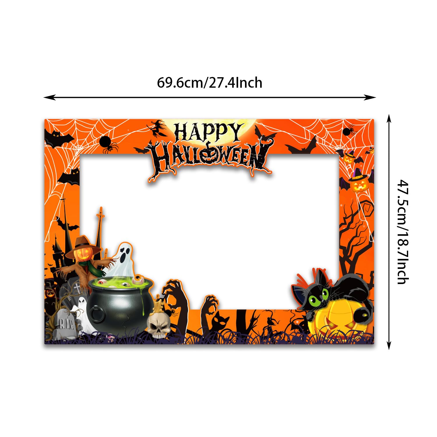 Halloween Party Decorations - 16PCS Halloween Photo Booth Props for Halloween Birthday Party Supplies (Orange)