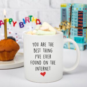 You're The Best Thing I've Ever Found On The Internet - Funny Anniversary Birthday Gifts for Husband Boyfriend - Romantic Long Distance Relationship Gifts For Him Her- 11 oz Coffee Mug Tea Cup White