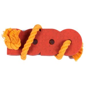 the dodo 2-in-1 nylon + bamboo dental chew & tug, bacon scented; use small or large for two ways to play; tug rope or compact chew