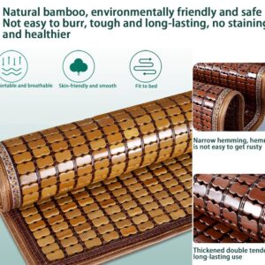 Natural Bamboo Summer Sleeping Mat, Foldable Cooling Mat for Bed, Home Quick Cooling Textile Rattan Mat, Bamboo Sleeping Mat for Home School Dormitory, Brown(Twin(39.4"*74.8"))