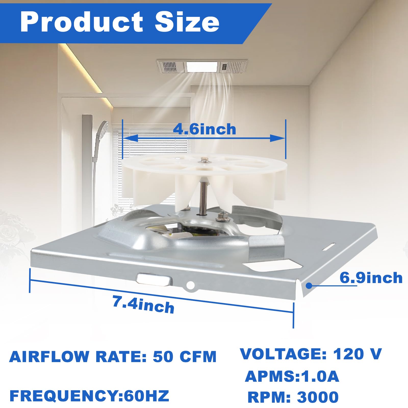 New Upgraded S97012026 Fan, Bathroom Fan Assembly Compatible with Broan-Nutone 688-K、 688-J、688-H、 688-G、663-J、663-H、663G, 695-R02 B、695-R01B、695-R03 B, 50 CFM