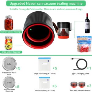 ANBEISTEE Electric Mason Cordless Vacuum Sealer Kit for Wide-Mouth & Regular-Mouth Mason Jars, for Food Storage and Fermentation, Black