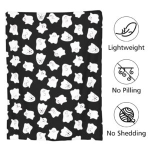 Joktacular Throw Blanket Halloween, Cute Ghost Soft Ligtweight Black Blanket, Durable Cozy Anti-Pilling Flannel Blanket for Baby Kids Girls Best Home Decor 40""x50""