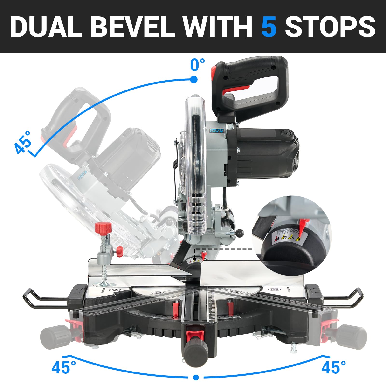 Double Bevel Compound Sliding Miter Saw, Double-Bevel Corded Miter Saw with Laser Guide & 15-Amp Heavy-Duty Motor, Sliding Miter Saw with TCT Saw Blade for Woodworking (10")