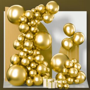 partywoo metallic gold balloons, 152 pcs gold balloons different sizes pack of 18 12 10 5 inch gold balloon arch kit balloon garland for birthday, graduation, wedding party decorations, gold-g101