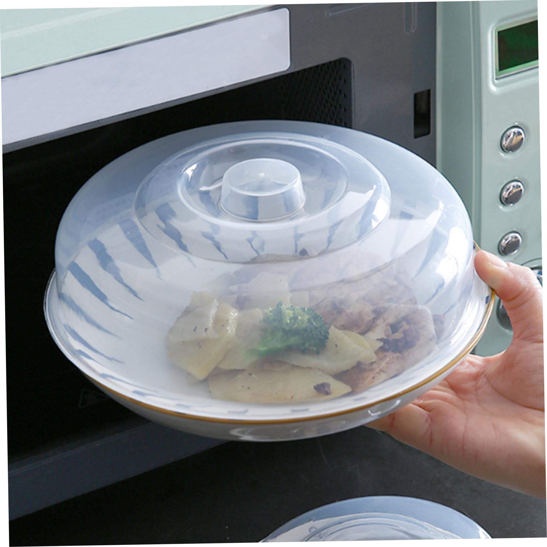 Microwave Splatter Cover, 9'' Round Microwave Cover Microwave Food Cover with Steam Vents BPA-free Microwave Splatter Guard Lid with Easy Grip Handle,Microwave Cover For Food