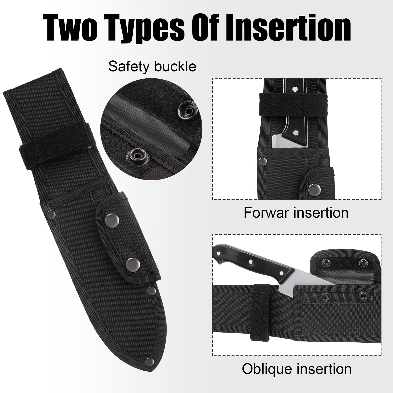 Knife Sheath for Fixed Blade Knives: Oxford Cloth Universal Fillet Knife Sheath for Belt,Knife Protector Sleeve Camping Knives Sleeves Case Edge Guards Blade Protectors (Black, 5.5 * 2 Inch)