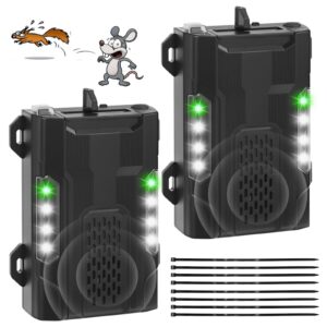 jahy2tech ultrasonic mouse repellent for car engines, 2024 upgrade under hood pest deterrent battery operated to rid rats mice squirrels for 12v 24v car truck rv warehouse attic, 2 pack