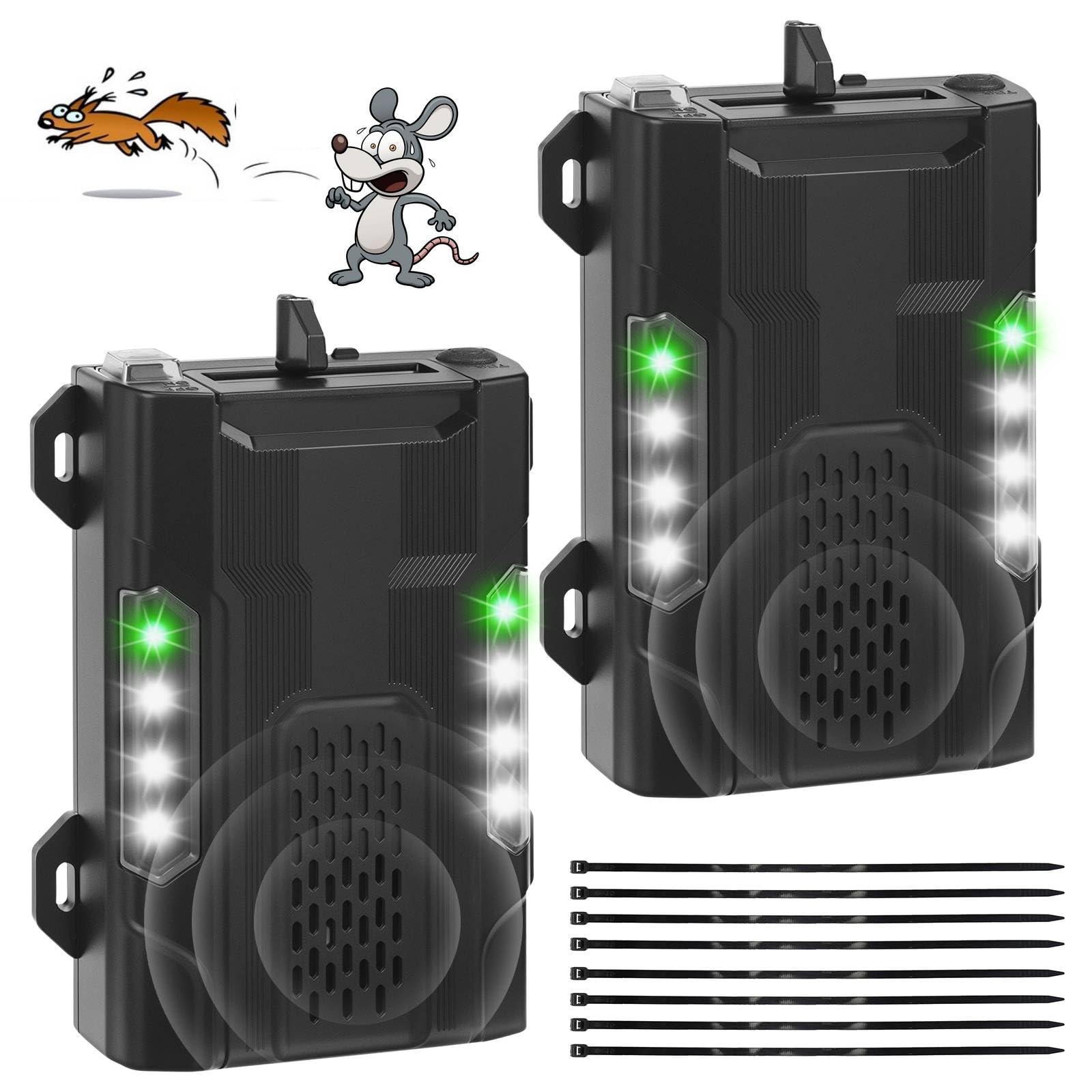 Jahy2Tech Ultrasonic Mouse Repellent for Car Engines, 2024 Upgrade Under Hood Pest Deterrent Battery Operated to Rid Rats Mice Squirrels for 12V 24V Car Truck RV Warehouse Attic, 2 Pack