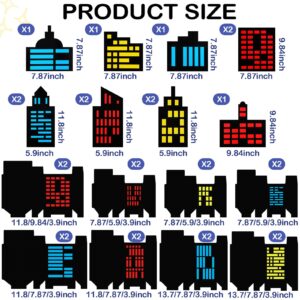 Dunzoom 16 Pcs Large Hero Party Favor Boxes with 10 Pcs Cards Skyscraper City Gift Box Different Sizes 3D City DIY Skyline Buildings Heroes Centerpiece for Hero Theme Birthday Party Decor Supplies