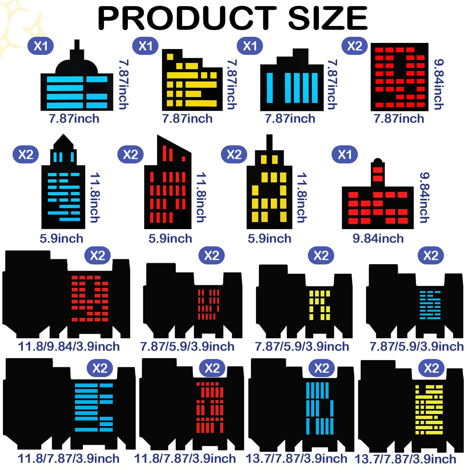 Dunzoom 16 Pcs Large Hero Party Favor Boxes with 10 Pcs Cards Skyscraper City Gift Box Different Sizes 3D City DIY Skyline Buildings Heroes Centerpiece for Hero Theme Birthday Party Decor Supplies