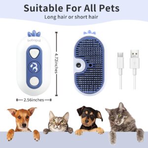 Bobopal Cat Steam Brush, 3 In 1 Cat Brush for Shedding, Self-Cleaning Cat Dog Grooming Brush, Steamy Pet Brush for Long & Short Haired Cats & Dogs Hair Removal Comb with Water Tank Anti-Static, Blue