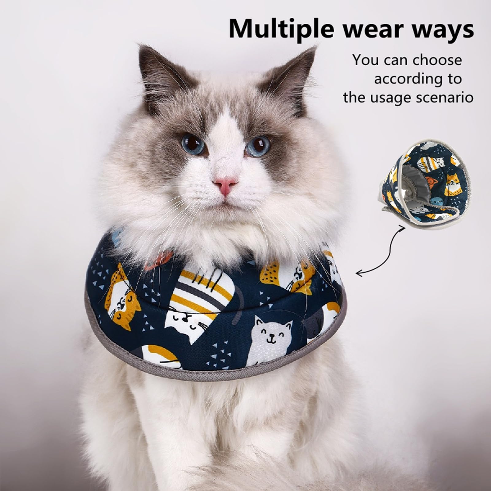 EWES Cat Cone Collar Soft M Size Alternative Neck Cones to Stop Licking for Cats Kitten Comfy Elizabethan Collars After Surgery Neuter Cat Donut Collar for Pet e Collar Recovery Shame