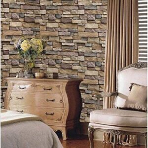 Yancorp 18"x120" Brick Wallpaper Peel and Stick Modern Stone Contact Paper Backsplash Self-Adhesive Wall Paper Kitchen Bedroom Accent Wall Brown Beige Removable Wallpaper