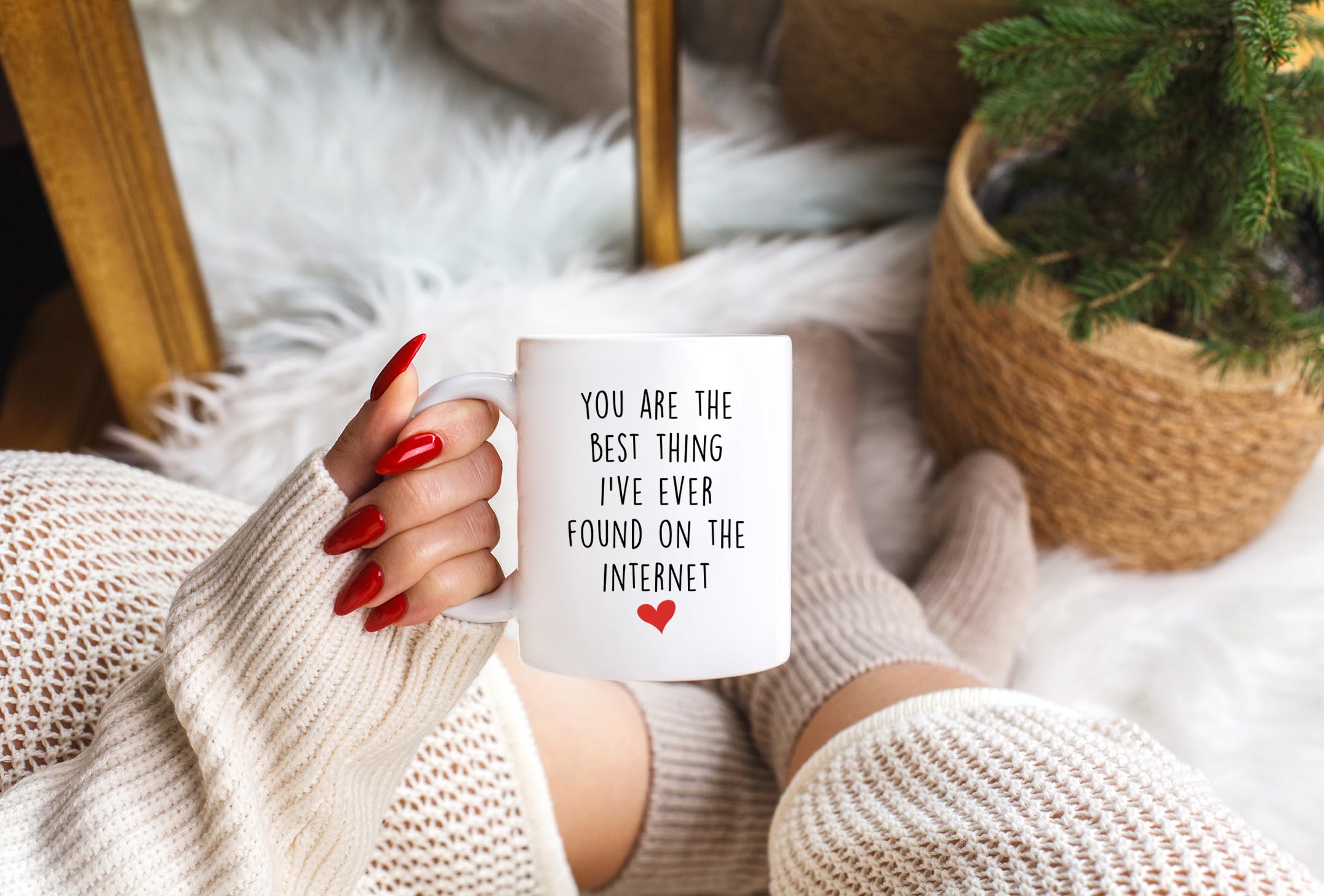 You're The Best Thing I've Ever Found On The Internet - Funny Anniversary Birthday Gifts for Husband Boyfriend - Romantic Long Distance Relationship Gifts For Him Her- 11 oz Coffee Mug Tea Cup White