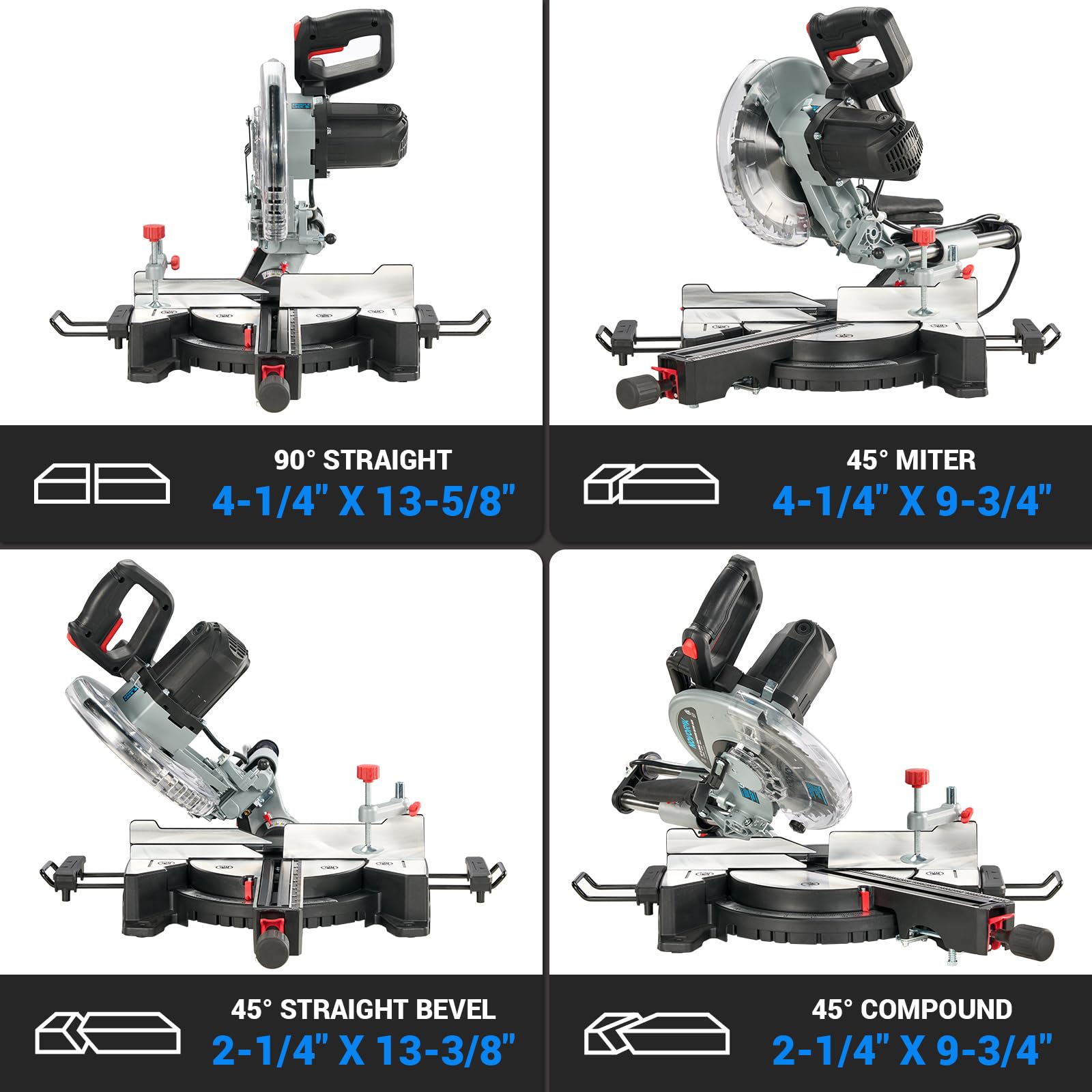 Double Bevel Compound Sliding Miter Saw, Double-Bevel Corded Miter Saw with Laser Guide & 15-Amp Heavy-Duty Motor, Sliding Miter Saw with TCT Saw Blade for Woodworking (10")