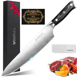 mosfiata 10" super sharp professional chef's knife，german high carbon stainless steel en1.4116 with micarta handle and gift box