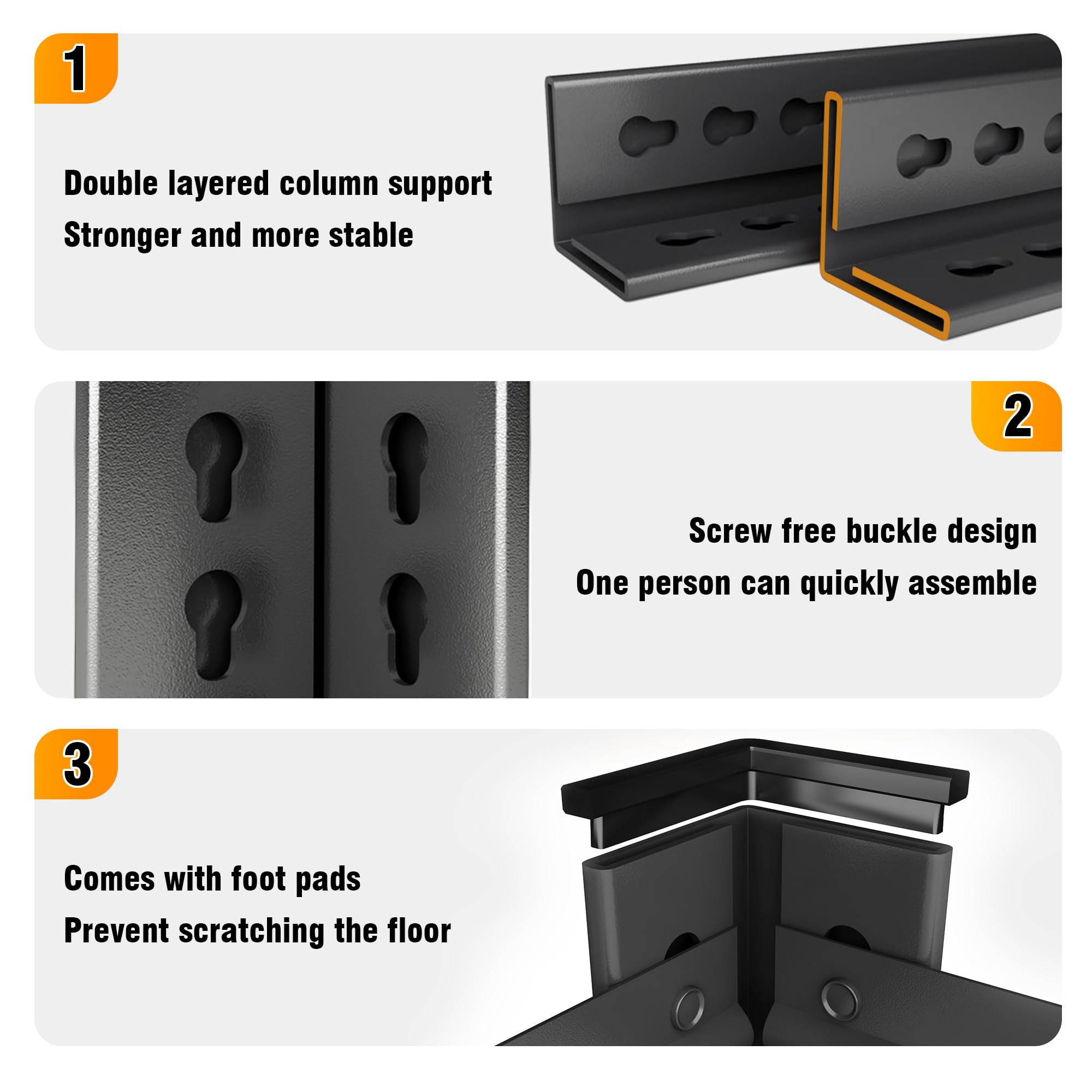 PRESTELION 36" H Garage Shelving Unit-Adjustable 3-Tier Heavy-Duty Metal Storage Rack|1000 lbs Capacity Shelf|Easy Assembly Shelves & Rust-Resistant|Perfect for Garage,Basement,Workshop Organization