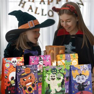 Gcardist Halloween Treats Bags 30 PCS Party Favors with 6 Designs, 3x5x9.5 Inches for Trick or Treat Festival - Includes Stickers - Happy Halloween Candy Bags