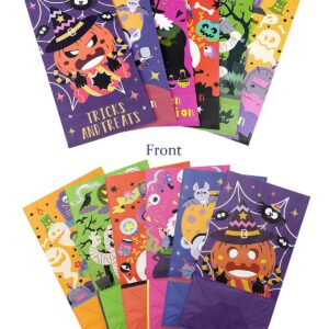 Gcardist Halloween Treats Bags 30 PCS Party Favors with 6 Designs, 3x5x9.5 Inches for Trick or Treat Festival - Includes Stickers - Happy Halloween Candy Bags