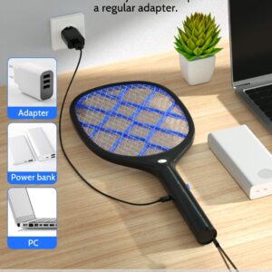 YISSVIC Electric Fly Swatter Bug Zapper Racket Rechargeable Mosquito Killer LED Light for Indoor Home Office Backyard Patio Camping