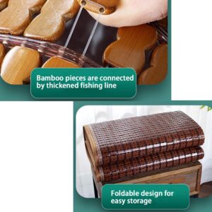 Natural Bamboo Summer Sleeping Mat, Foldable Cooling Mat for Bed, Home Quick Cooling Textile Rattan Mat, Bamboo Sleeping Mat for Home School Dormitory, Brown(Twin(39.4"*74.8"))