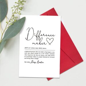 Ogeby Funny Boss Day Card Gifts for Her Him, Happy Boss's Day Card for Boss Women Men, Boss Appreciation Card for Manager Leader Mentor, Difference Maker Definition Card from Group Employee Coworker