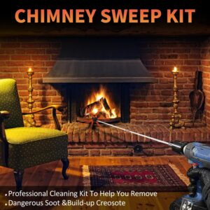 Sealegend 23 Feet Chimney Sweep Kit Chimney Brush Chimney Cleaning Kit and Rotary Chimney Cleaning System Fireplace Brush Tool