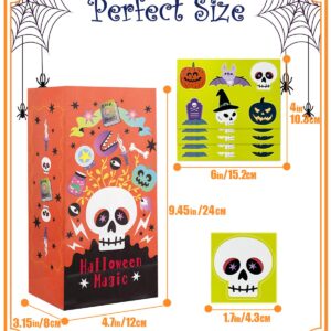 Gcardist Halloween Treats Bags 30 PCS Party Favors with 6 Designs, 3x5x9.5 Inches for Trick or Treat Festival - Includes Stickers - Happy Halloween Candy Bags