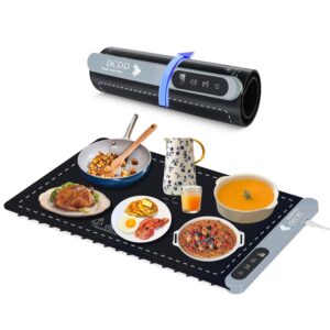 dcdd food warmers for parties, 500w electric warming trays for buffets party, silicone fast heating mat with adjustable temperature and timer, portable catering pad for dining, kitchen (black)