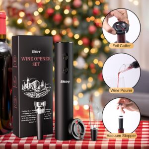 Elktry Electric Wine Opener, Automatic Electric Corkscrew Wine Opener,Battery Operated with Foil Cutter, Wine Pourer&Vacuum Stoppers,Christmas Gift for Family and Friends