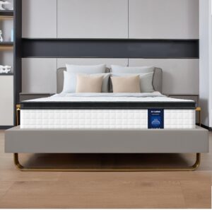 G LAXIA 10 Inch White Full Spring Mattress,Medium Firm with Gel Memory Foam,Individually Pocketed Coil,Fiberglass-Free Fire Retardant CertiPUR-US Certified,75"*54"*10"