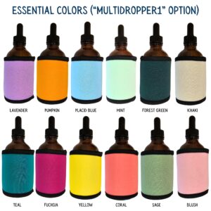 TahoeBay Dropper Bottle Sleeves (12-pack) Thick Neoprene Protector for Tincture Glass Bottles with Eye Droppers for 1oz, 2oz, 4oz Essential Oils (2oz Essential Colors)