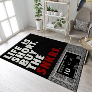 SAMIL CREATIONS Customized Sneaker Rug Custom Shoes Label Rugs Sneaker Room Carpet Sneaker Mat Sneaker Life is short buy The Sneakers 3x5 4x6 5x7 5x8 5,2x9 6x8 Full Size CT91