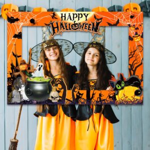 Halloween Party Decorations - 16PCS Halloween Photo Booth Props for Halloween Birthday Party Supplies (Orange)