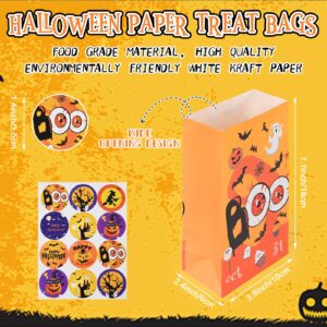 Halloween Treat Bags - 32pcs Halloween Trick or Treat Bags, Halloween Treat Bags for Candy with Stickers, Halloween Paper Treat Bags with Fun and Spooky Designs for School Events, Halloween Party