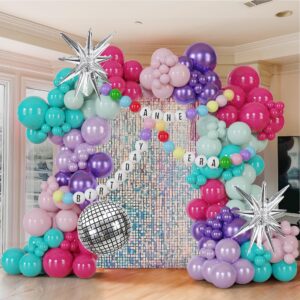 178pcs pink purple blue balloon garland disco ball custom friendship bracelet banner kits for teenage eras party decorations music fans princess themed photo backdrop birthday,bachelorette tour party