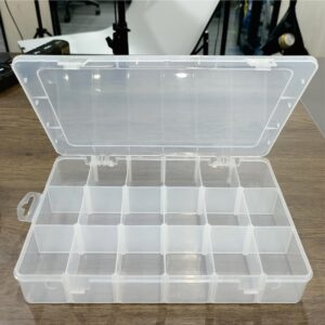 LZLMQSSA 18 Grids Transparent Plastic Organizer Box With Dividers, Adjustable Compartment Plastic Craft Storage Container, Small Parts Storage Box, Small Tool Organizer Storage Box（3 Pack）