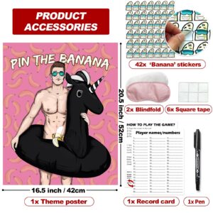 PINGAMOO Bridal Shower Games, Pin The Banana on The Hunk, Wedding Bachelorette Party Engagement Shower, 42 Guests