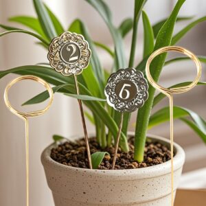 NIPNSCI 40Pcs Table Number Holders, Place Card Holders, Wire Picture Holders, Small Table Card Holders, Photo Holders for Centerpieces, Wedding Reception, Party, Birthday (Gold)