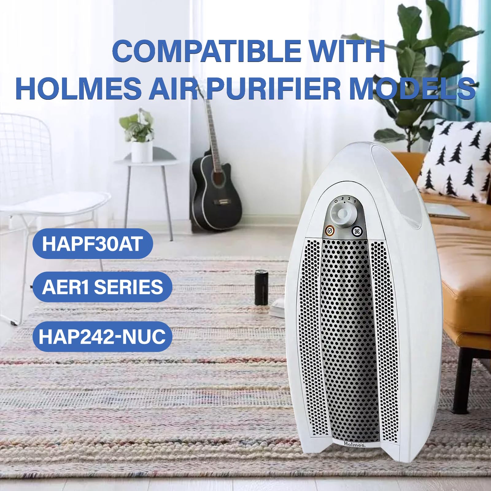 LBLVBNEWD Aer1 Filter Replacement for Holmes AER1 Air Purifiers, 4 True HEPA Air Filters + 8 Carbon Booster Filters for Replacement Parts # HAPF300AH-U4R, HAP242-NUC