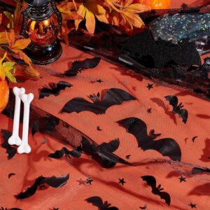 MAYJOYDIY 2.2Yards Black Bat Tulle Fabric with Star Moon Pattern 59inches Wide Hot Stamping Mesh Fabric Halloween Flying Bats Mesh Lace Fabric for DIY Handmade Clothing Home Decor