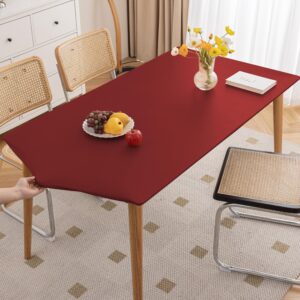 Huierxun PU Stretch Fitted Rectangle Tablecloth with Elastic Edge 35 x 55 Inch Waterproof Oil Proof Table Cloth Wipeable Table Cover for Indoor Outdoor Furniture Protect (Red,35"x55")