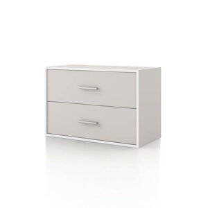 homes: inside + out apexa 2-drawer wooden stackable storage drawers, small food pantry cabinet, cajonera de madera, underbed drawer dorm teen room decor & bedroom, home office, kitchen, taupe grey