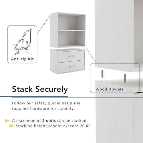 HOMES: Inside + Out Apexa 2-Drawer Wooden Stackable Storage Drawers, Small Food Pantry Cabinet, Cajonera De Madera, Underbed Drawer Dorm Teen Room Decor & Bedroom, Home Office, Kitchen, Steel Blue