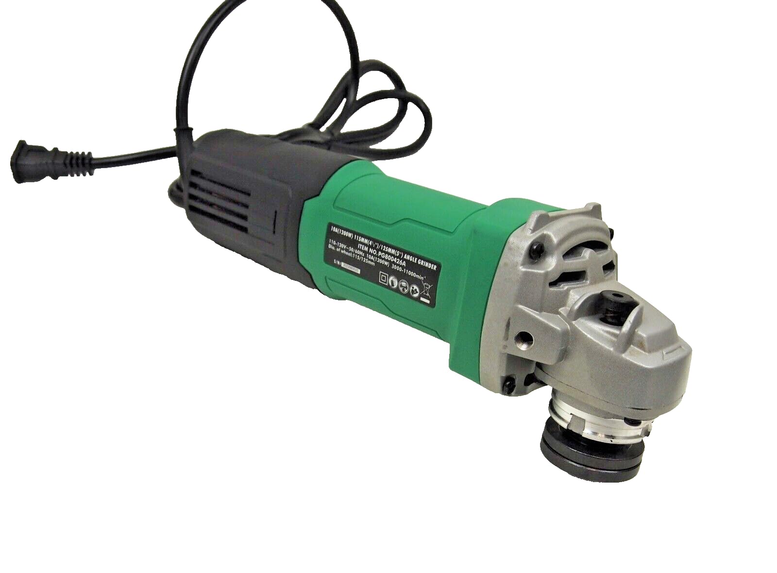 Hoteche 4-1/2"" 5"" Electric Variable Speed Angle Grinder 10AMP P800426A, Green