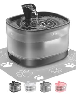 veken cat water fountain, 84oz/2.5l automatic pet water fountain dog water dispenser with a detachable water tank, easy cleaning for cats, dogs (black)